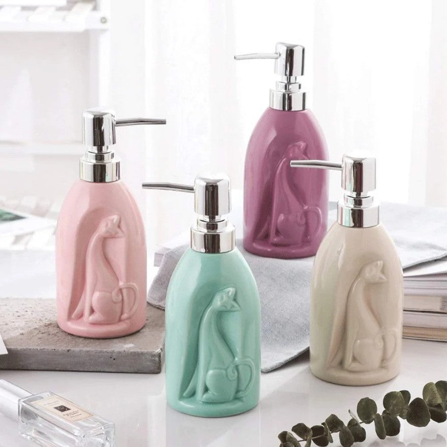 Embossed Cat Ceramic Soap Dispenser (W) – Urban Nivasa
